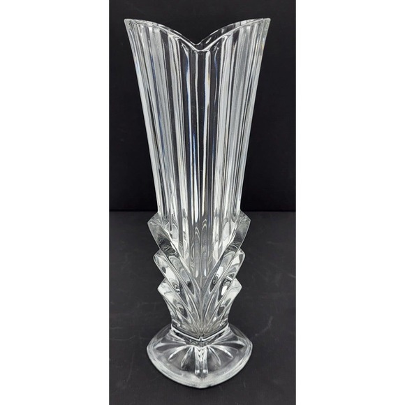 Unbranded | Accents | Art Deco Vase Fluted Flared Footed Clear Glass 8 ...